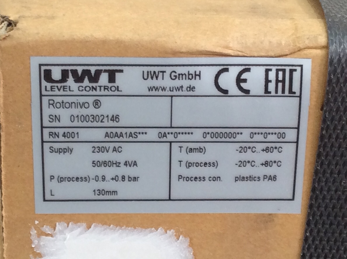 3x UWT Level Control Rotonivo Model:RN 4001 Length:130mm Drehflügelmelder