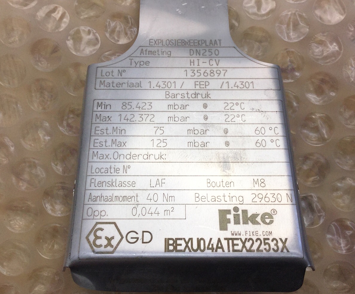 2x Fike HI-CV Explosion Panel Berstscheibe