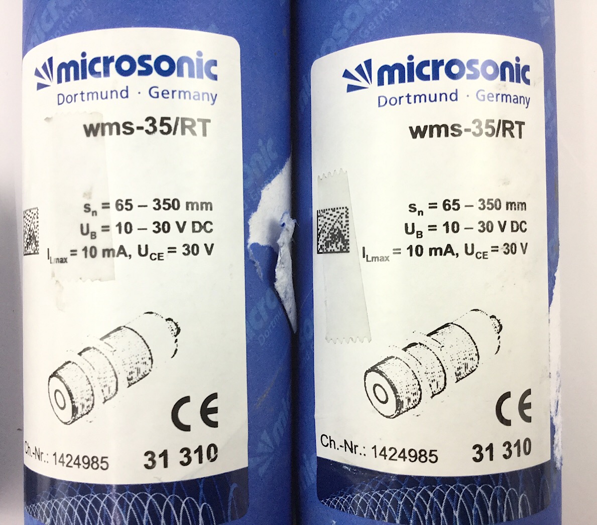 4er Set microsonic 2x wms-35/RT 65-350mm 10-30VDC, 2x wms-130/RT 200-1.300mm