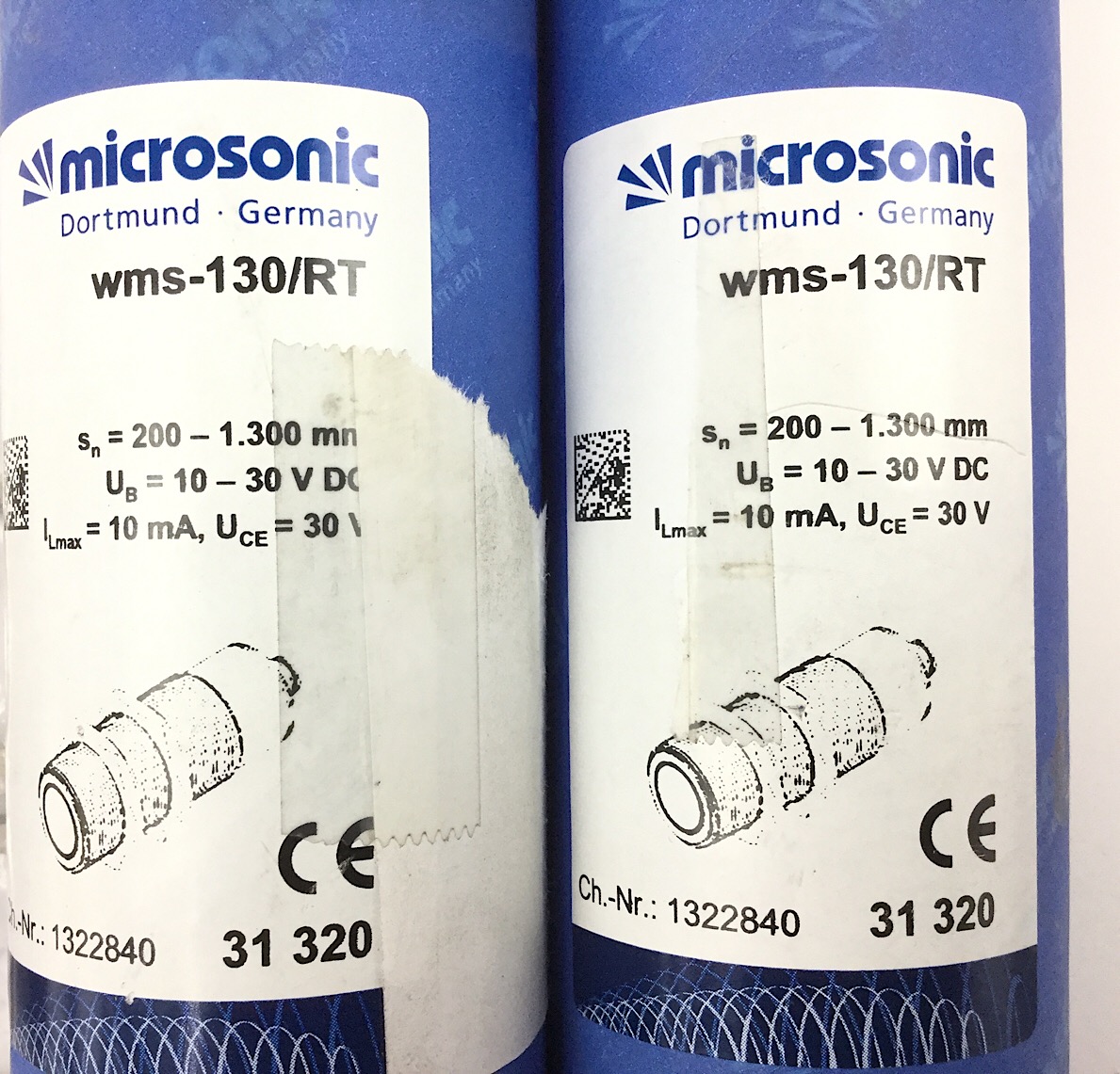 4er Set microsonic 2x wms-35/RT 65-350mm 10-30VDC, 2x wms-130/RT 200-1.300mm
