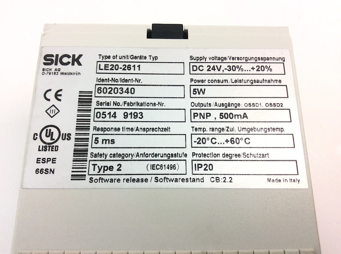2x Sick WEU 26/2-130 24VDC Sicherheits-Lichtschranke 2x Sick LE20-2611 ...