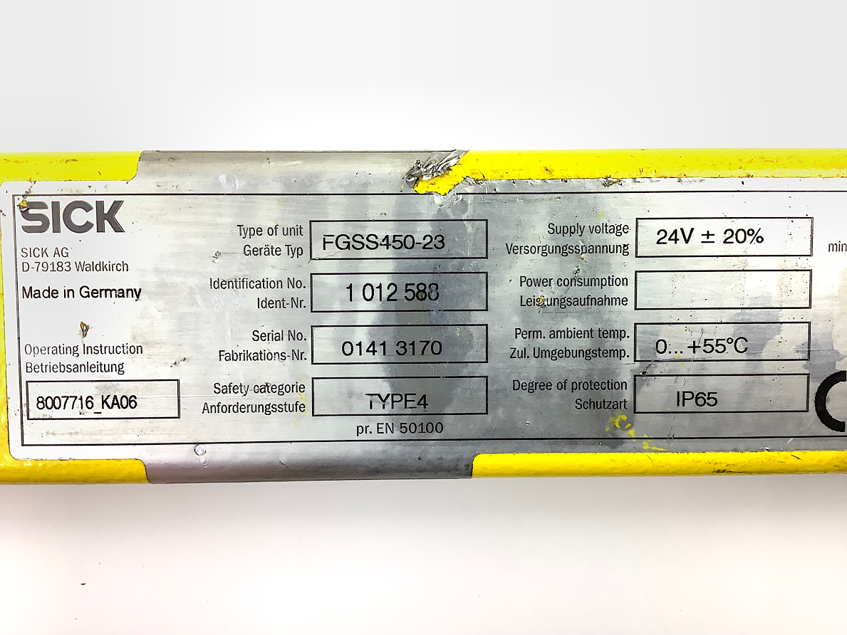 2x Sick FGSS450-23 Sender, 2x Sick FGSE450-23 Empfänger, Lichtschranke