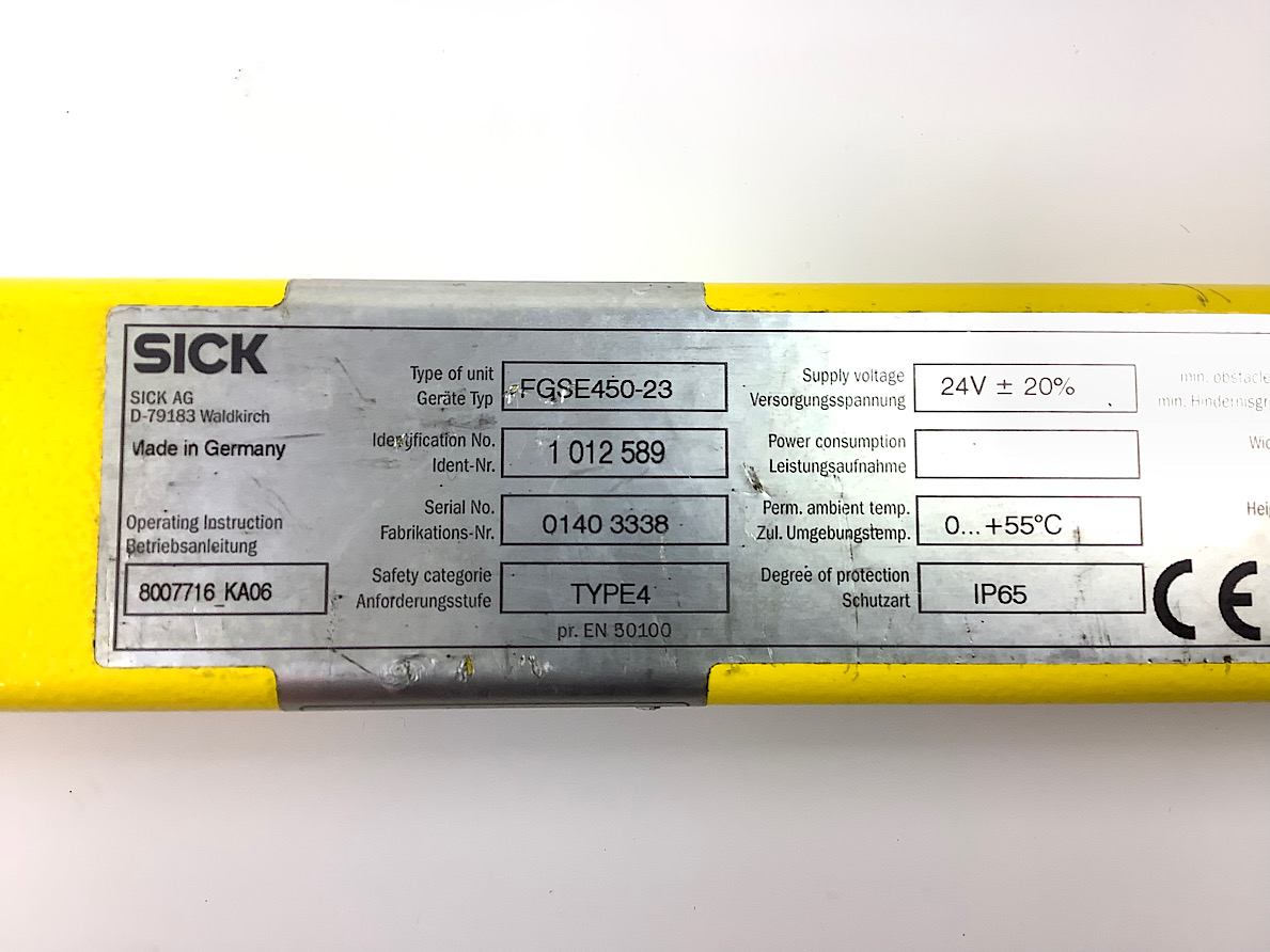 2x Sick FGSS450-23 Sender, 2x Sick FGSE450-23 Empfänger, Lichtschranke