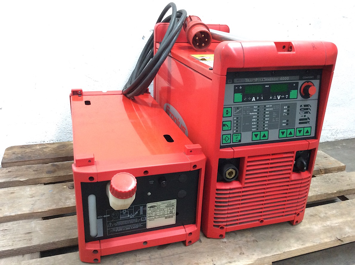 Set Fronius Schweißgerät TransPuls Synergic 4000, Netzkabel, Kühlgerät ...