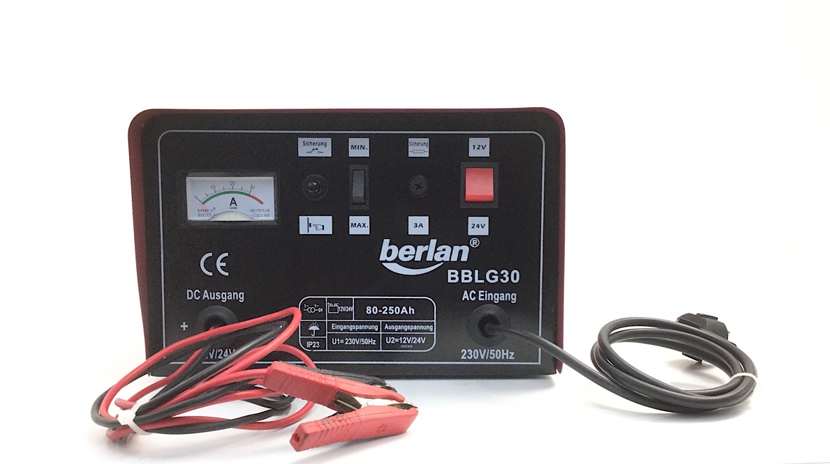 berlan BBLG30 Ladegerät DC Ausgang 12V/24V AC Eingang 230V/50Hz 80-250Ah