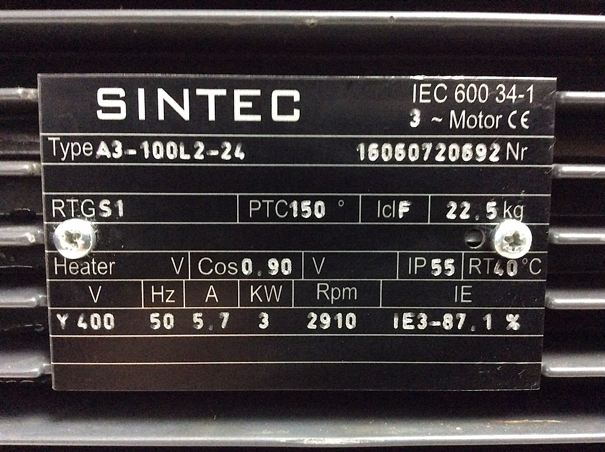 Sintec 3ph Motor Drehstrommotor A3-100L2-24, 3kW, 5.7A, 2910 r/min