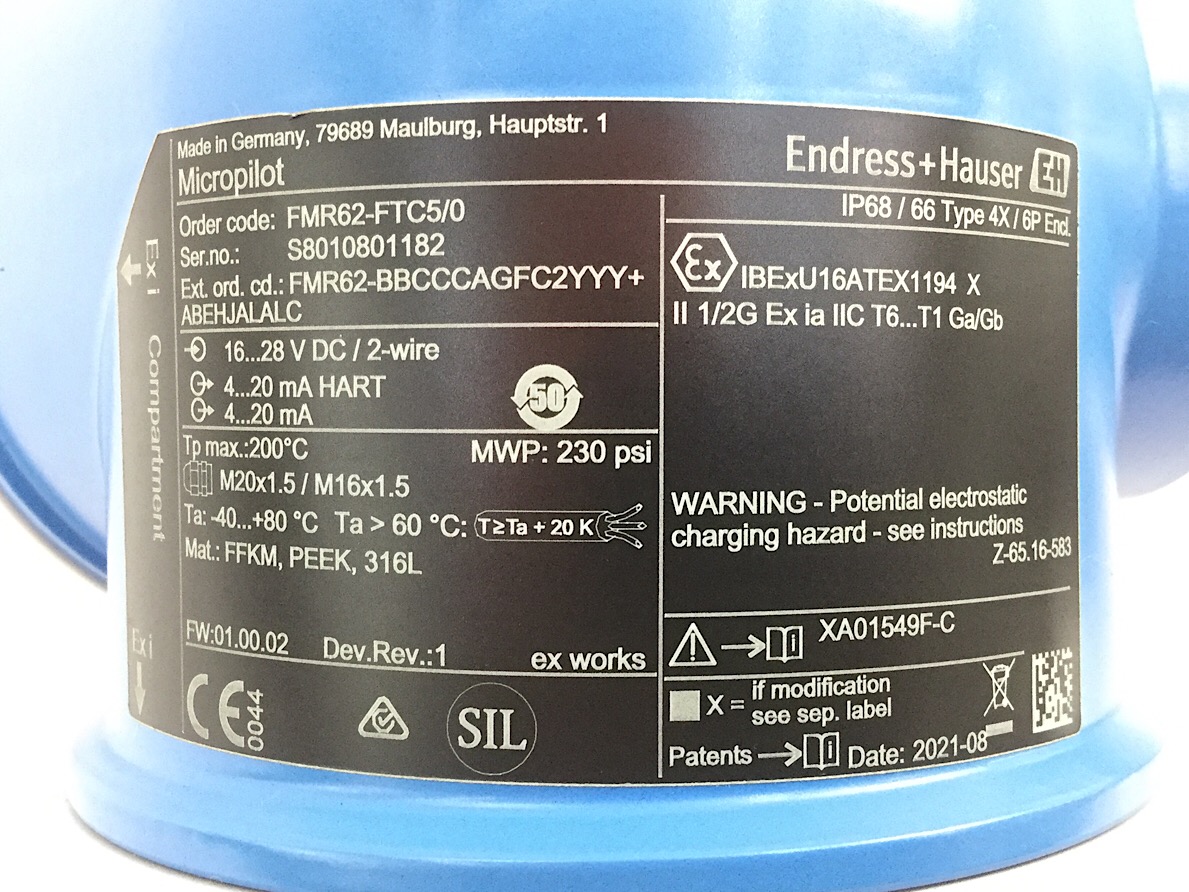 Endress+Hauser Micropilot FMR62-FTC5/0 Füllstandmessgerät 16...28VDC