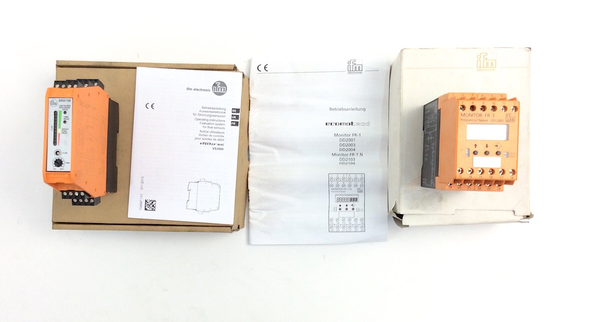 3er Set ifm electronic 2x SR0150 VS3000, 1x Monitor FR-1 Frequency ...