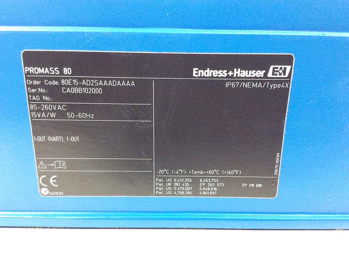 Endress+Hauser Promass 80 80E15-AD2SAADAAAA 85-260VAC Flowmeter ...