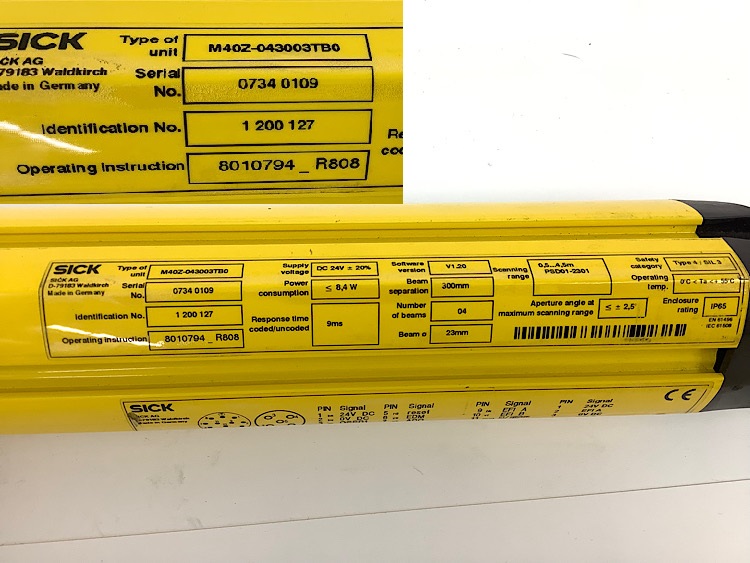 Set 2er SICK M4000 Lichtschranken M40Z-043003TB0 + Reflektor PSD02-2301 ...