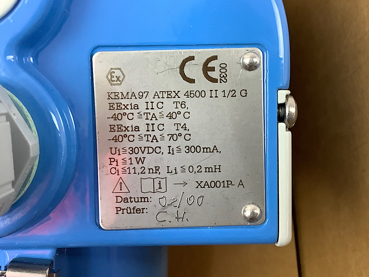 Endress+Hauser KEMA 97 ATEX 4500II 1/2G / PMC 731-G11F9M1AG1 10BAR