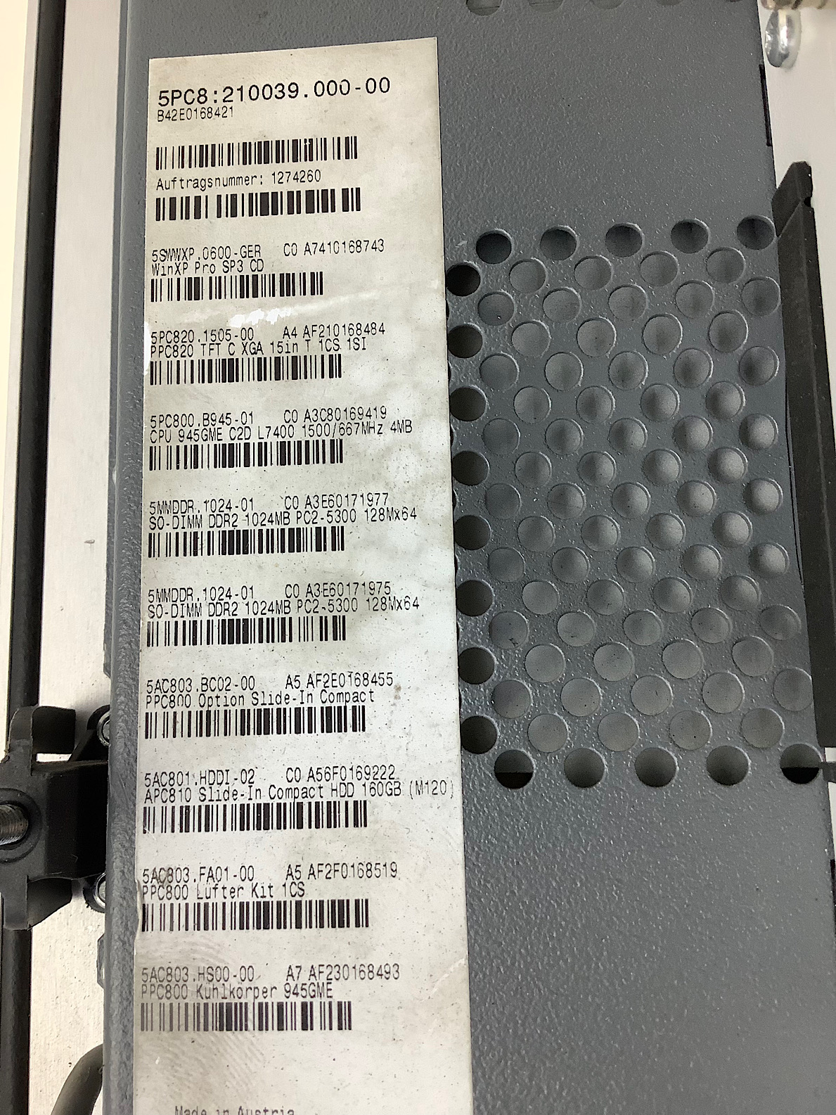 B&R Panel PC 800 Touchscreen / PC / 5PC8:210039.000-00, 5PC820.1505-00 ...