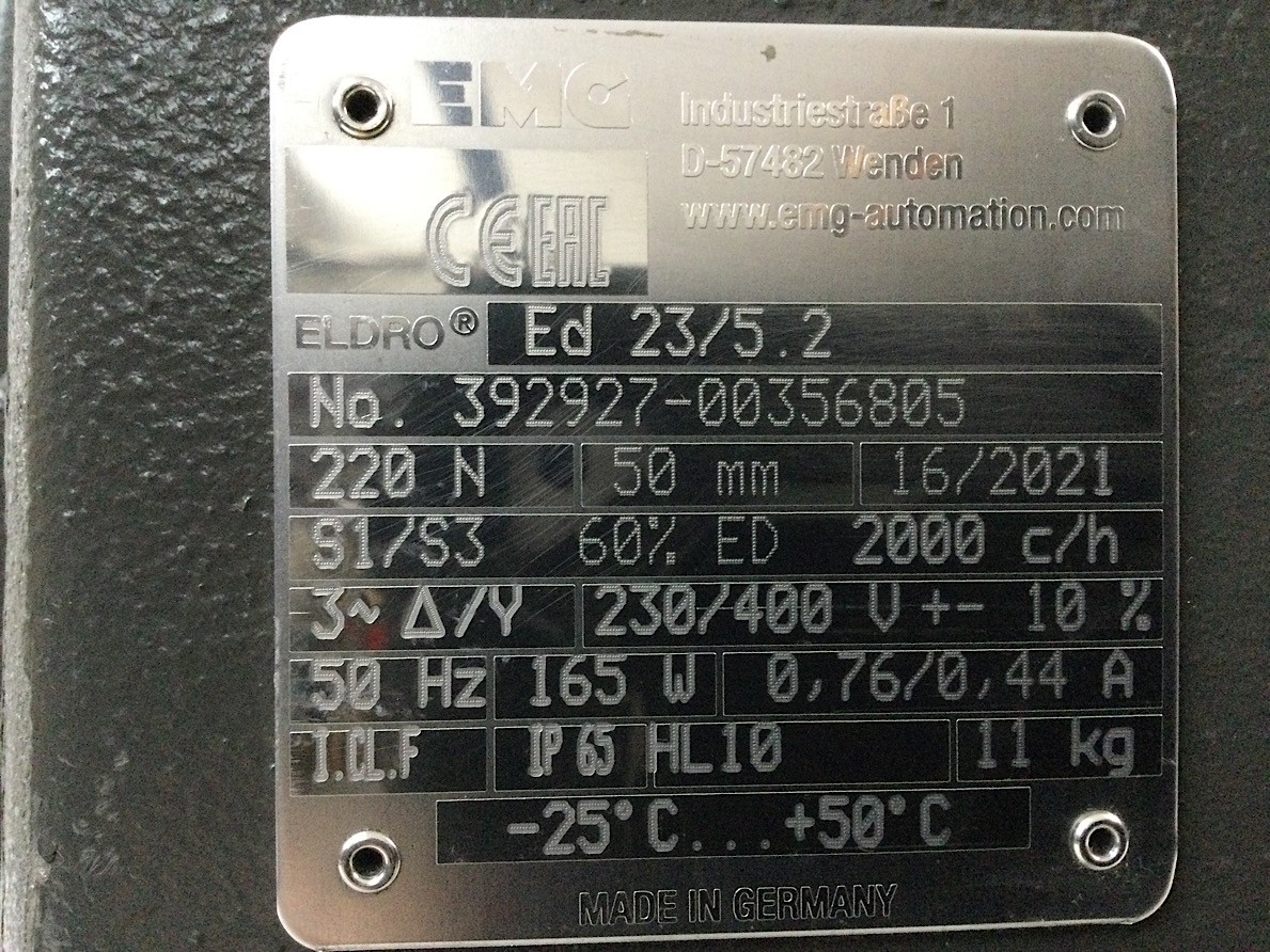 2er Set EMG ELDRO 23/5.2 392927 Elektrohydrauliches Hubgerät 220N 50mm ...