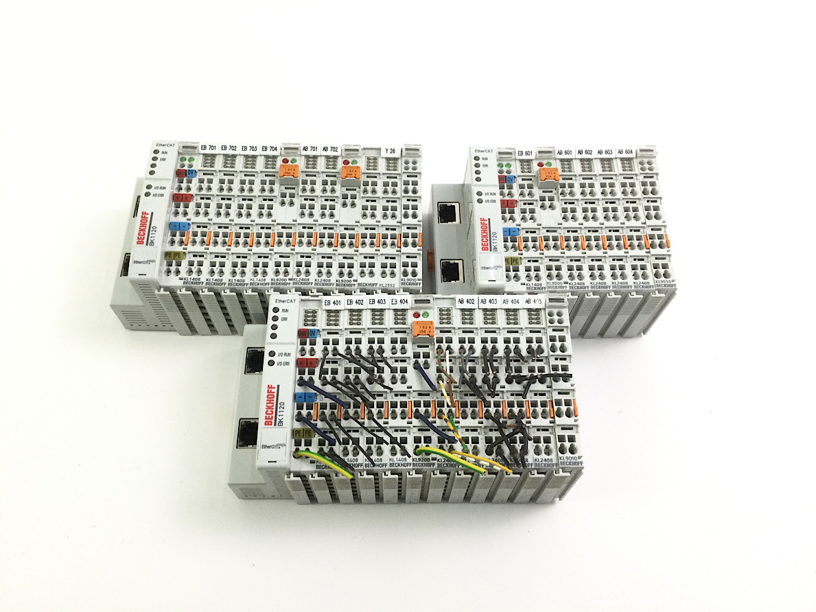 3x Beckhoff BK1120 EtherCAT-Buskoppler mit 28 Modulen z.B. 9x KL1408
