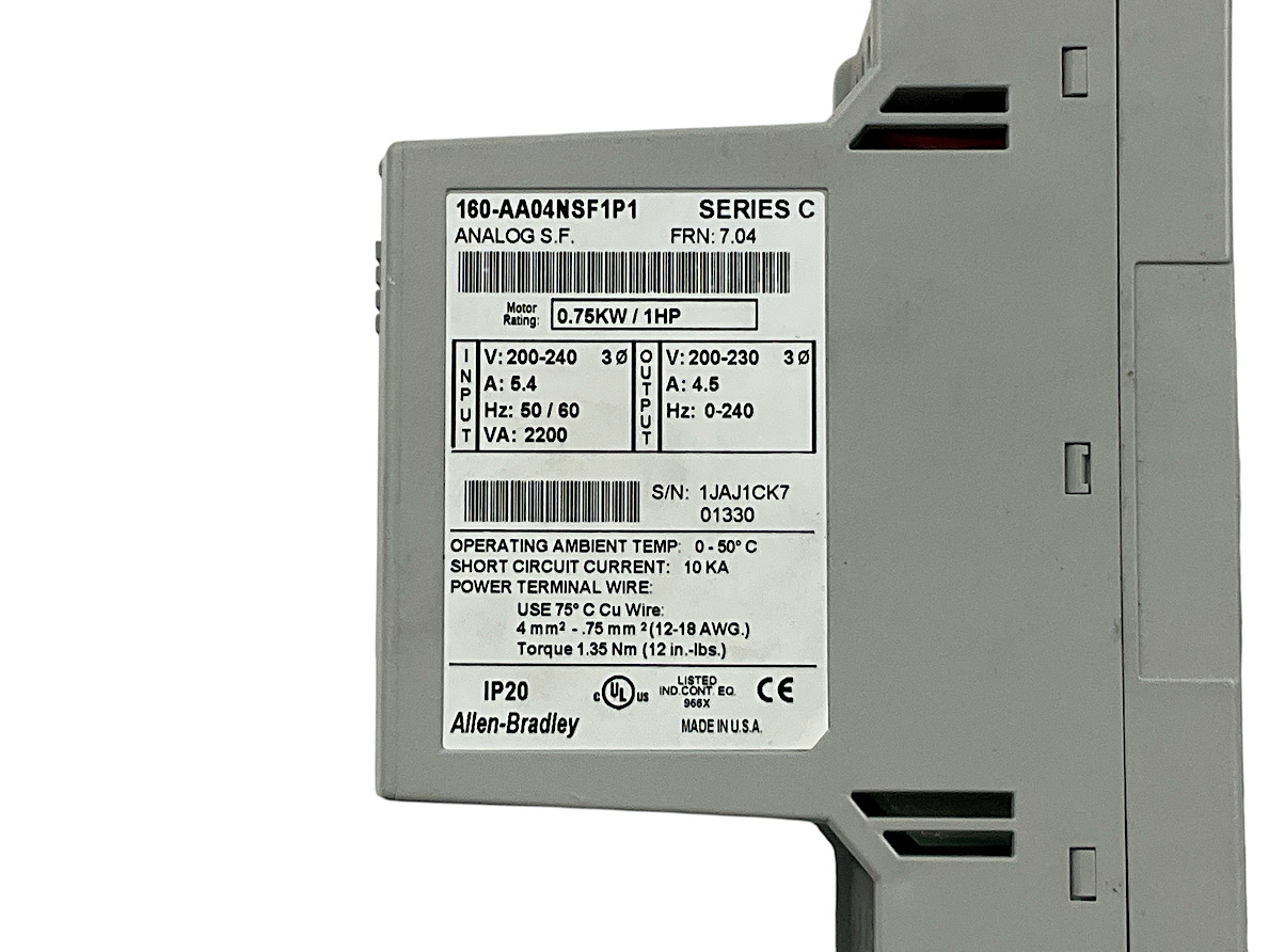 Allen-Bradley 160-AA04NSF1P1 Series C 0,75kW / 1HP Out: 200-230 V 4,5 A